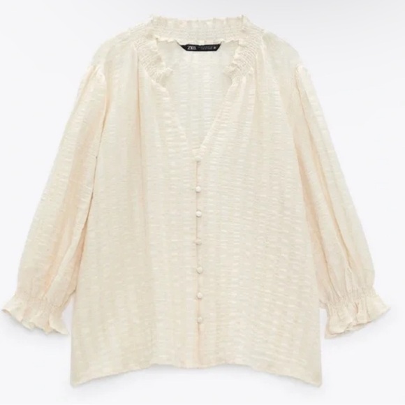 Zara | Tops | Nwot Zara Natural Rustic Blouse Size Medium | Poshmark